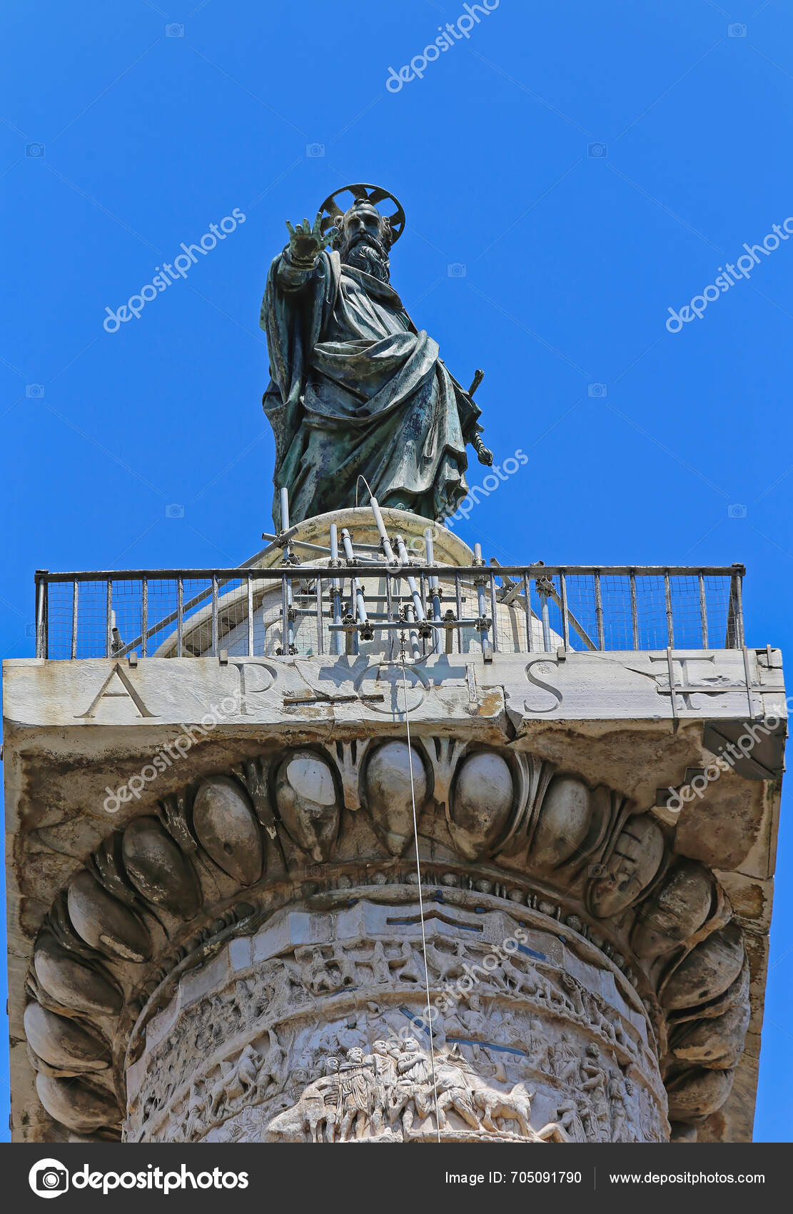 Rome Italy June 2014 Roman Victory Column Marcus Aurelius Top — Stock ...