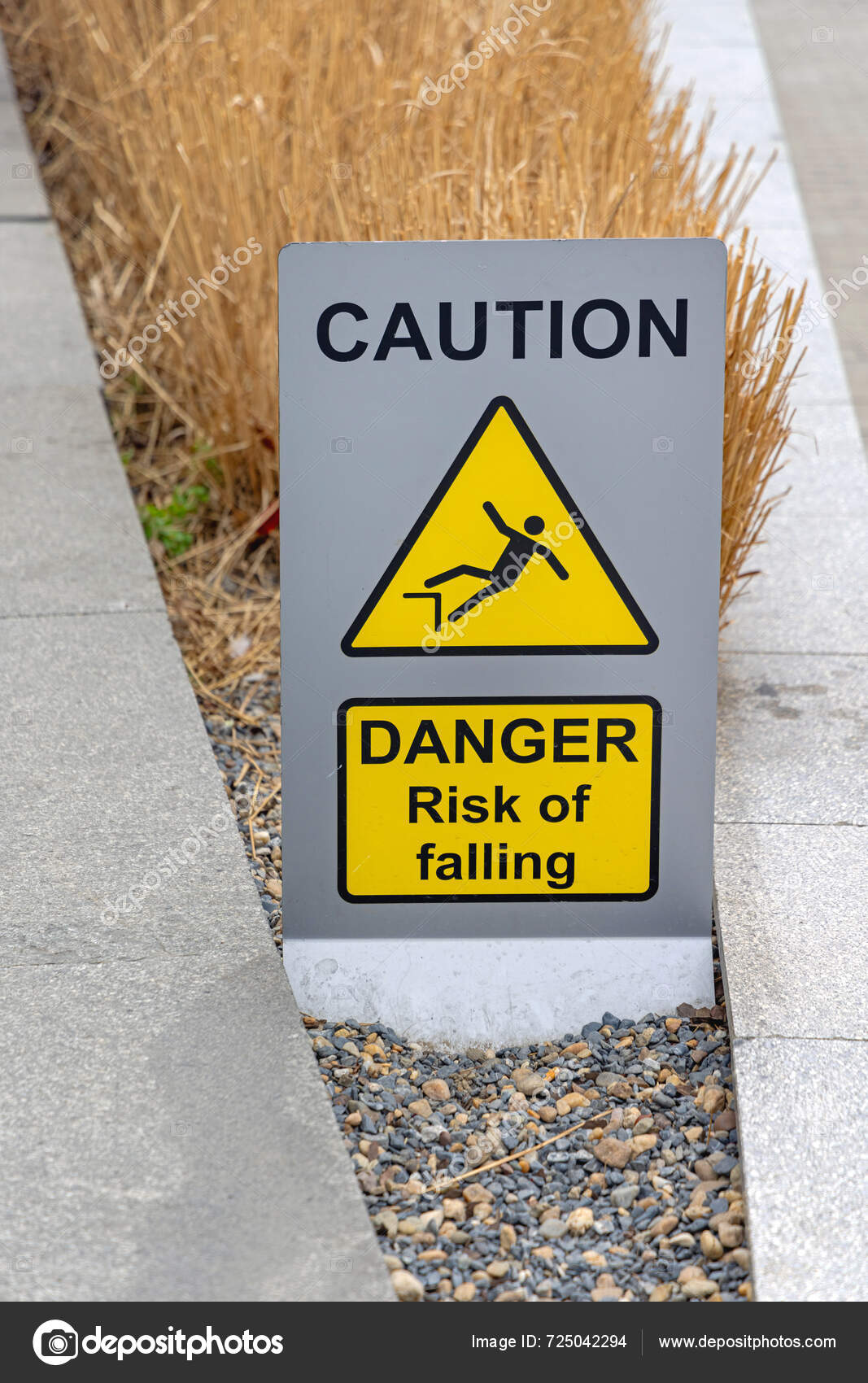 Caution Danger Sign Risk Falling Pathways Warning — Stock Photo ...