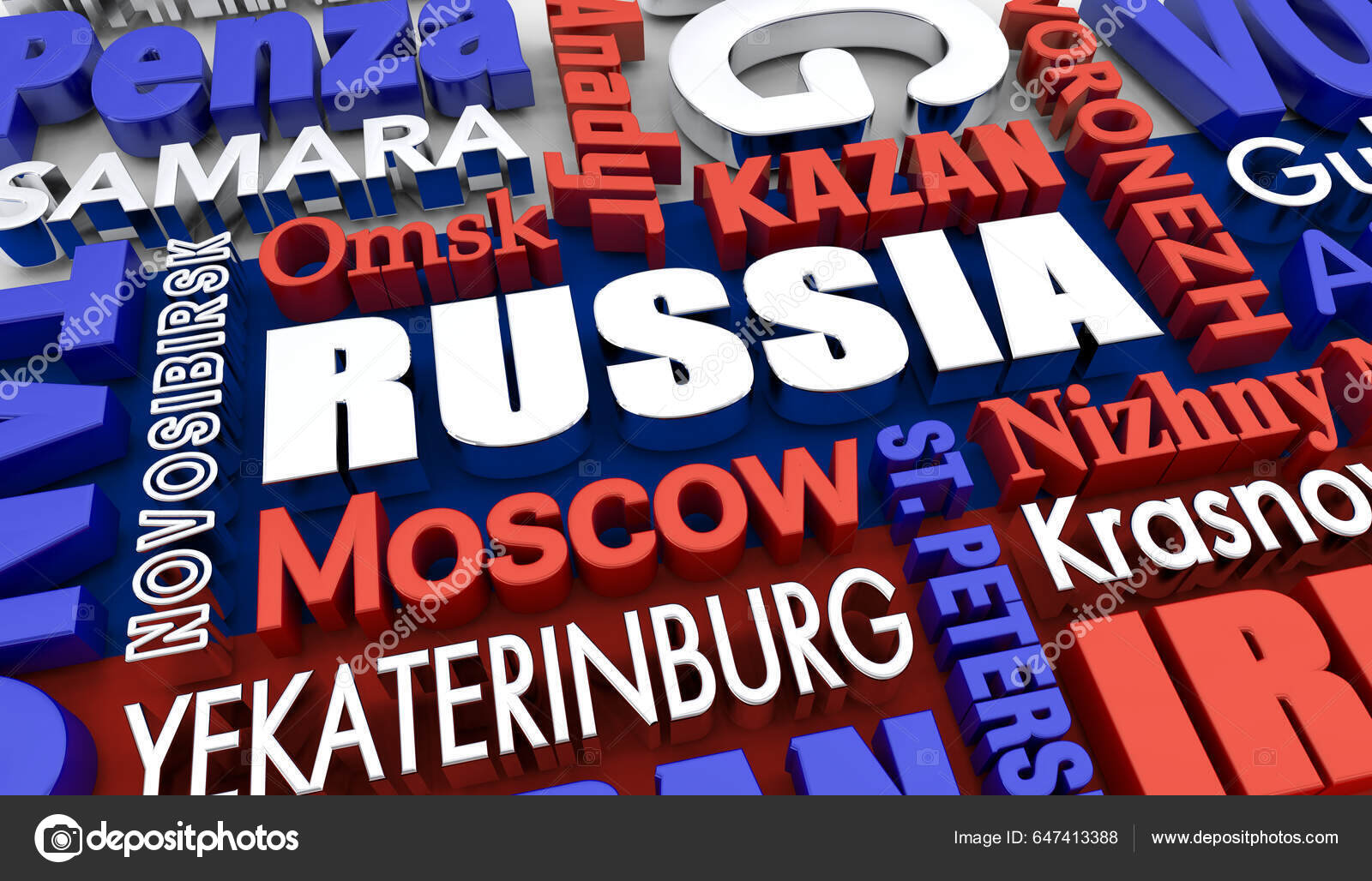 Russia Cities Travel Destinations Country National Words Illustration ...