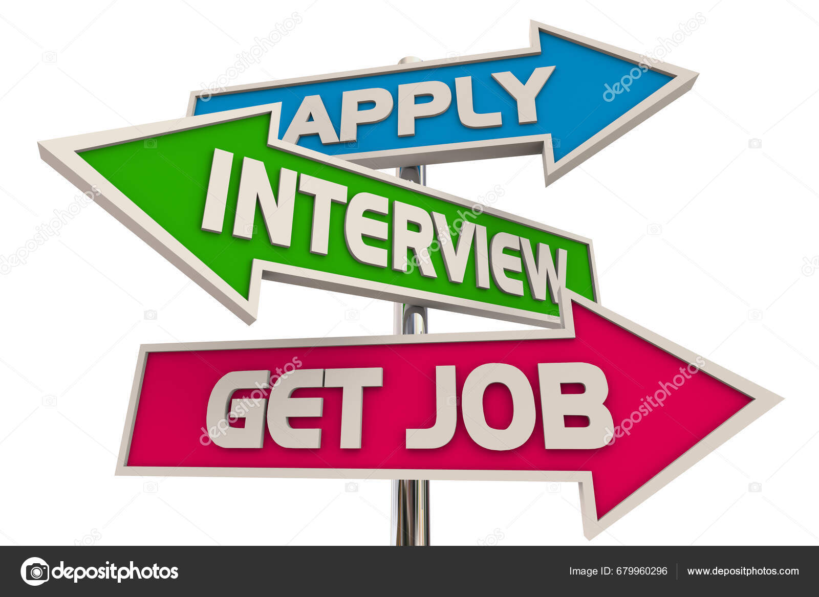 Apply Interview Get Job Arrow Signs Steps Directions Find Work — Stock ...