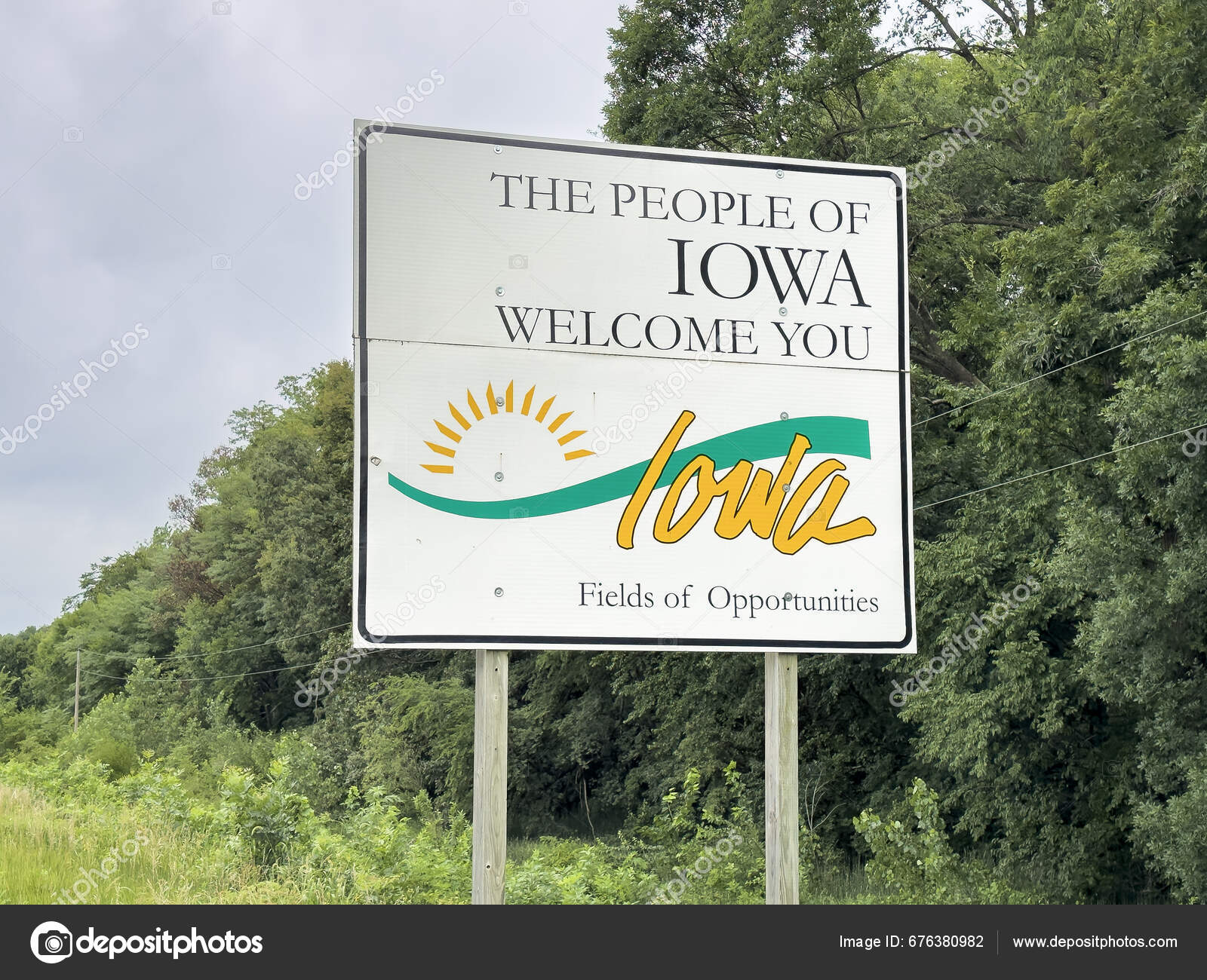Iowa Señal Bienvenida Borde Carretera Frontera Estatal Con Nebraska ...