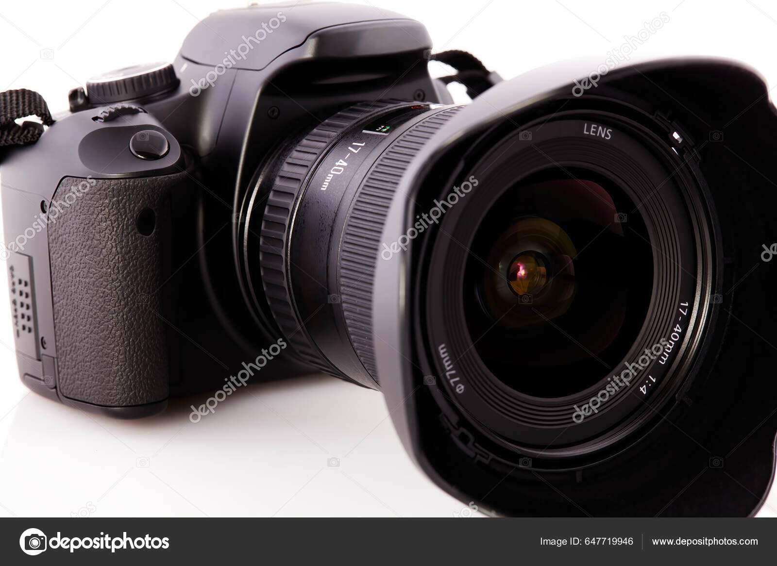 Tight Shot Dsl Camera Wide Angle Lens Light Background — Stock Photo ...