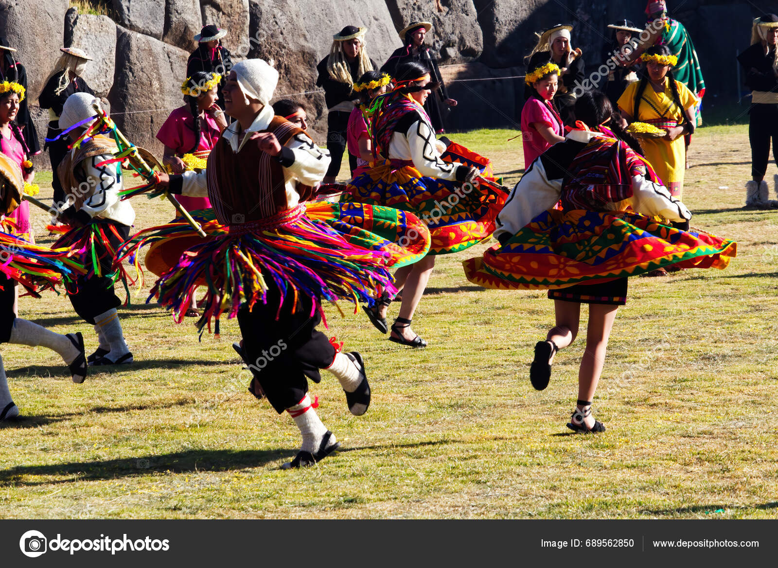 Inti Raymi Festival Cusco Peru South America Men Women Dancing — Stock ...