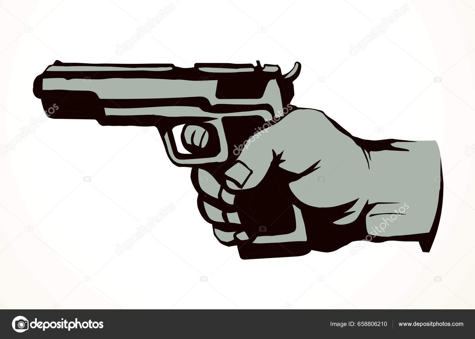 Closeup Line Power Male Cop Guard Defend Colt Shot Side Stock Vector by ...