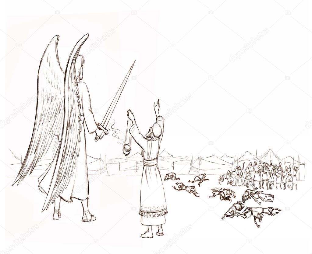 Holy human male mass group scary sin curse anger die lie arm beat wing ...