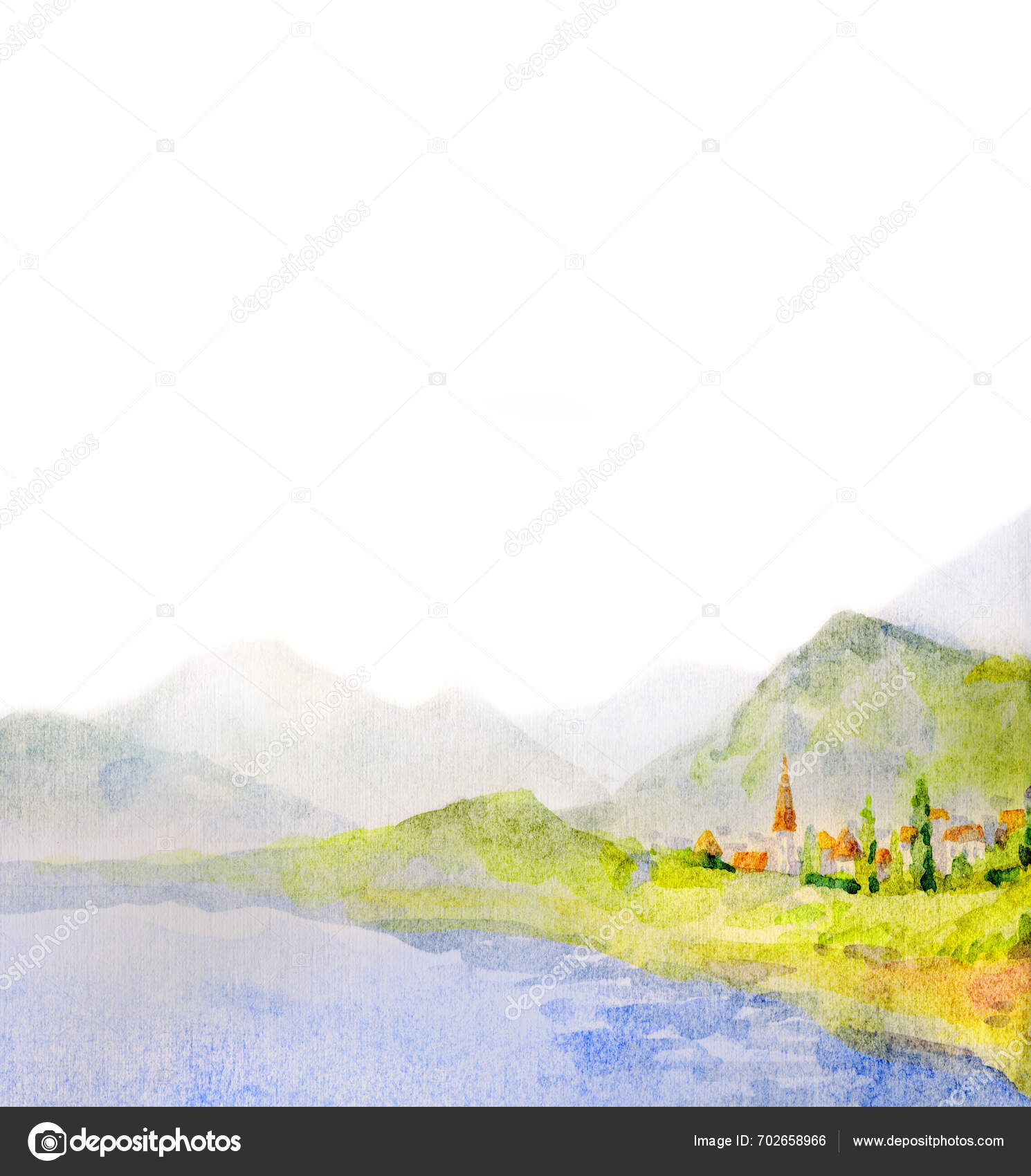 Hand Drawn Light Watercolour Paint Sketch Scene White Paper Backdrop ...