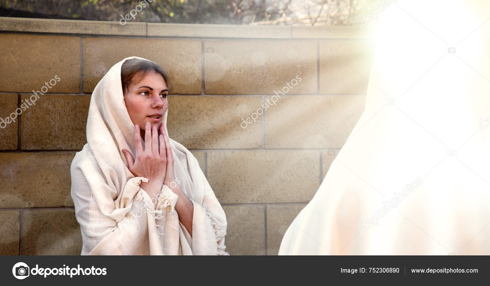 Modest Holy Bless Devote Awe Young Saint Human Faith Pray — Stock Photo ...