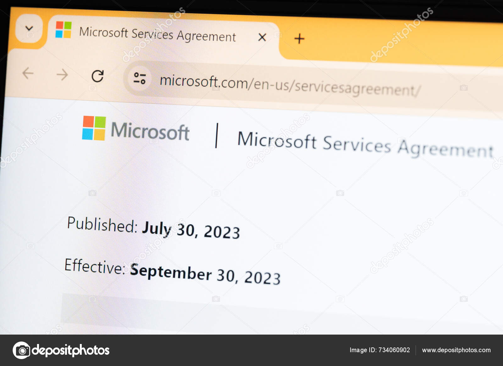New York Usa July 2024 Microsoft Services Agreement Official Web — Stock Editorial Photo ...