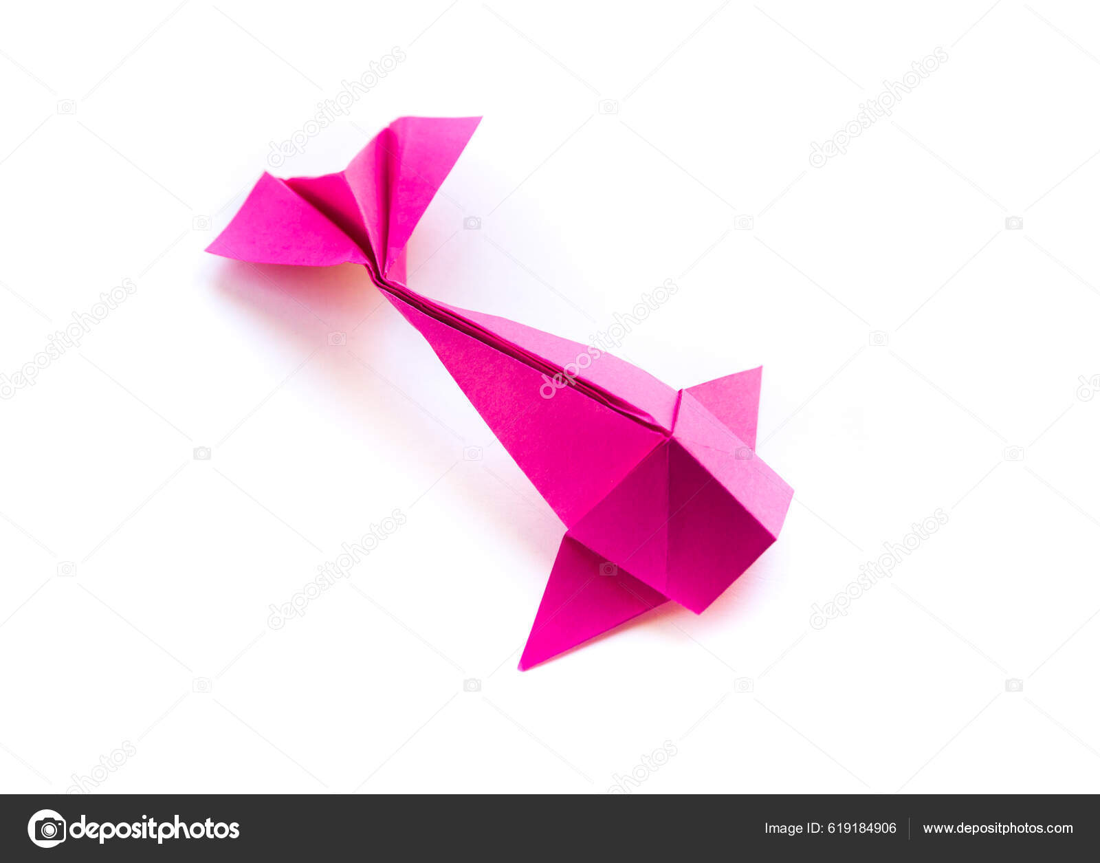 Pink Paper Fish Origami Isolated Blank White Background Stock Photo by ...