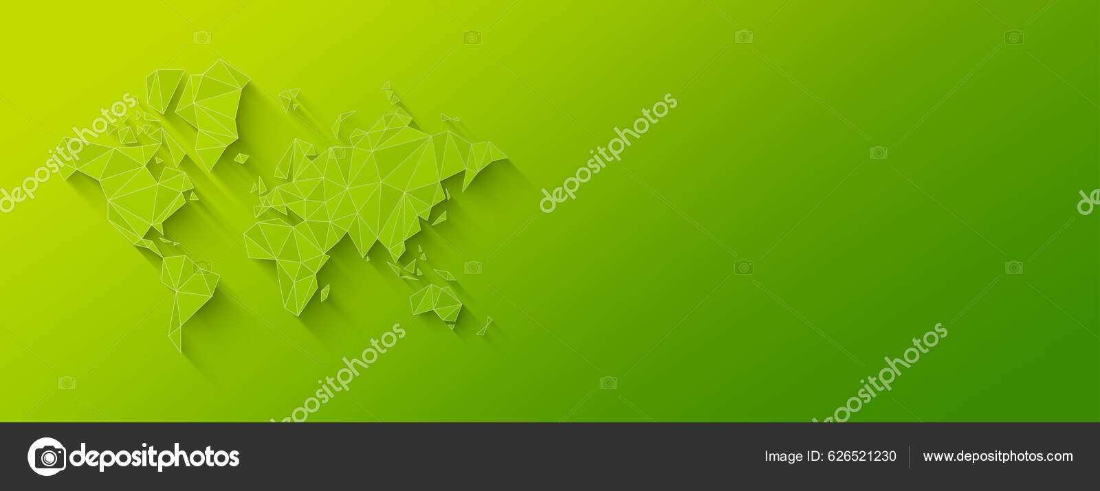 World Map Shape Made Polygons Illustration Isolated Green Background ...