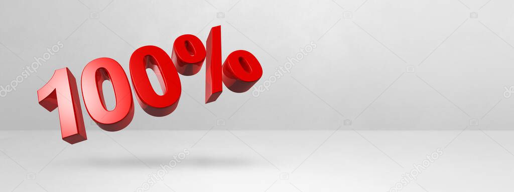 100 Red Number Illustration Isolated White Horizontal Banner — Stok ...