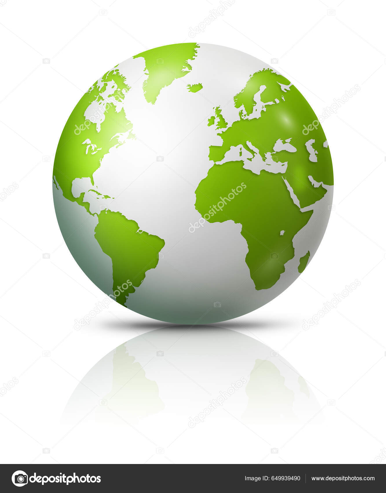 Green Earth Globe Isolated White Background Illustration — Stock Photo ...