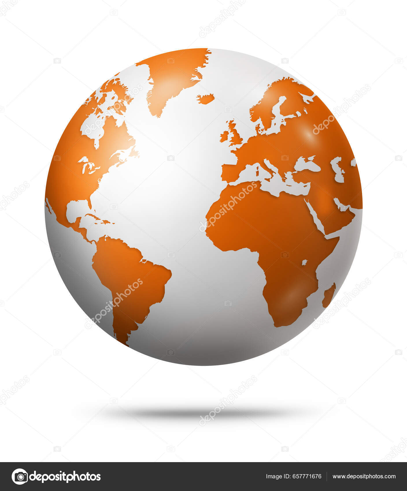 Orange Earth Globe Isolated White Background Illustration — Stock Photo ...