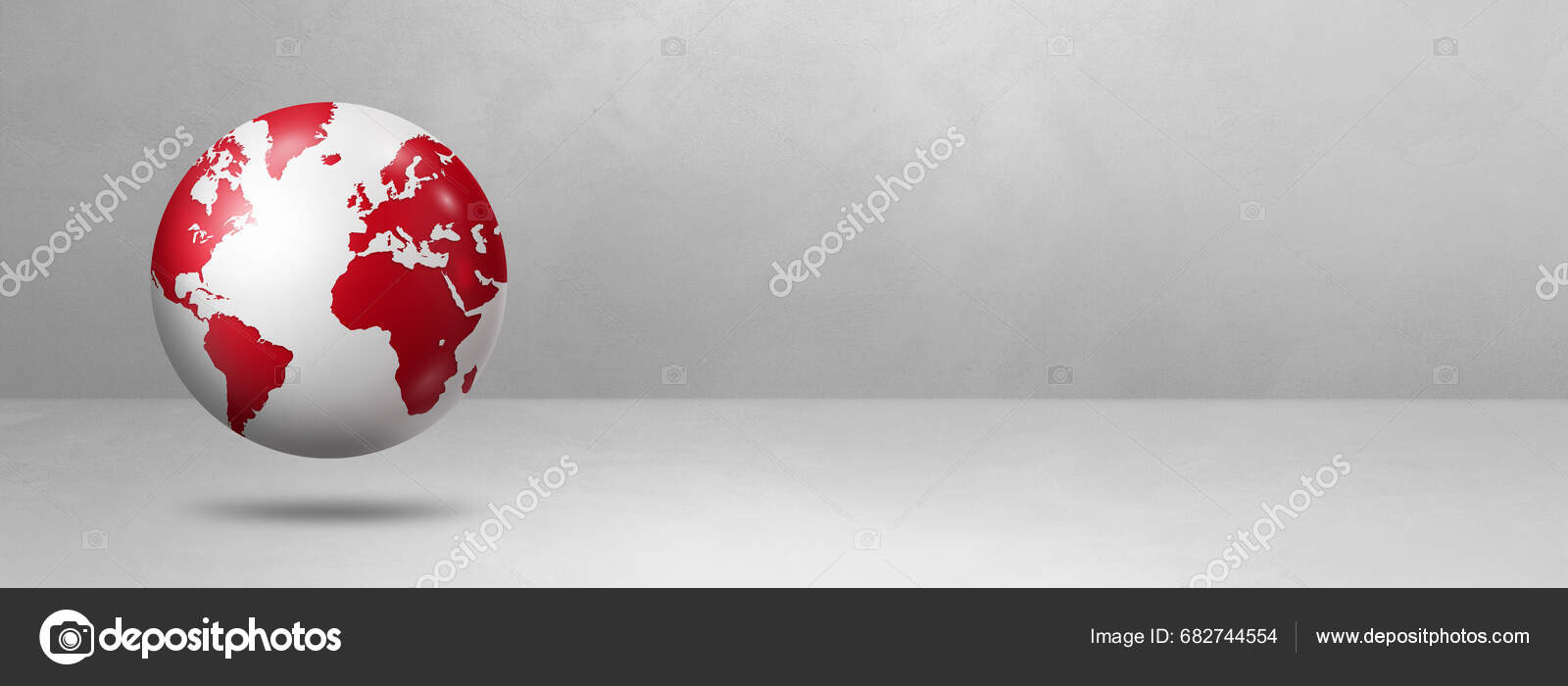 World Globe Red Earth Map Floating White Background Isolated ...