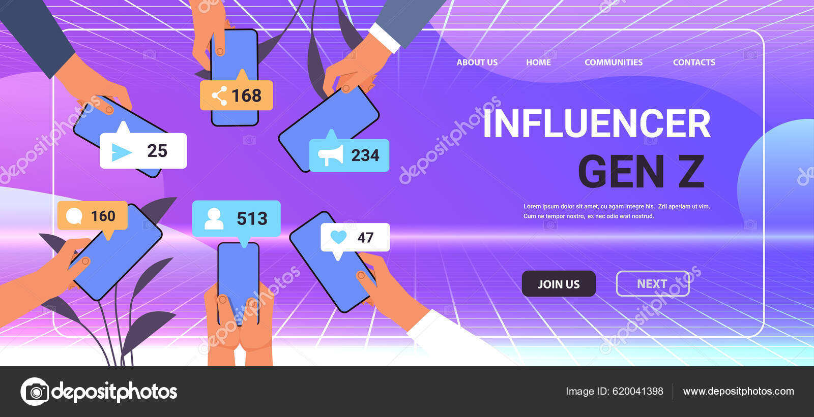 Social Media Influencers Using Smartphones Generation Lifestyle Concept ...