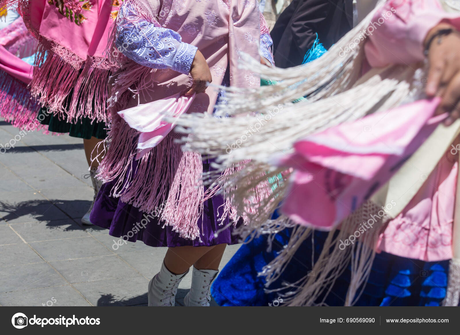 Girls Authentic Costumas Dancing Traditional Festival Caraz Region Peru ...