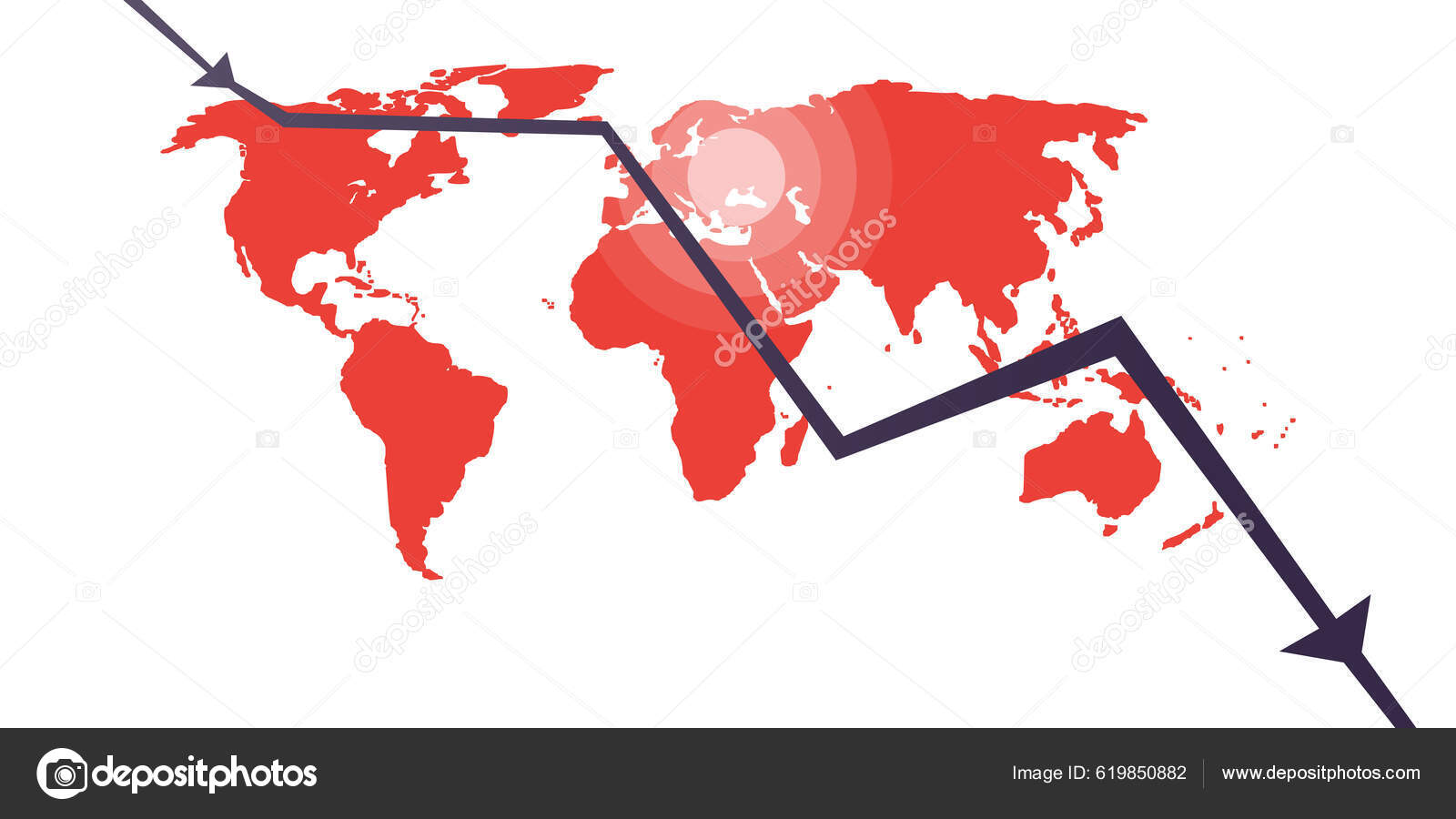 Global Economic Fall Due War Inflation Energy Crisis Design Concept ...