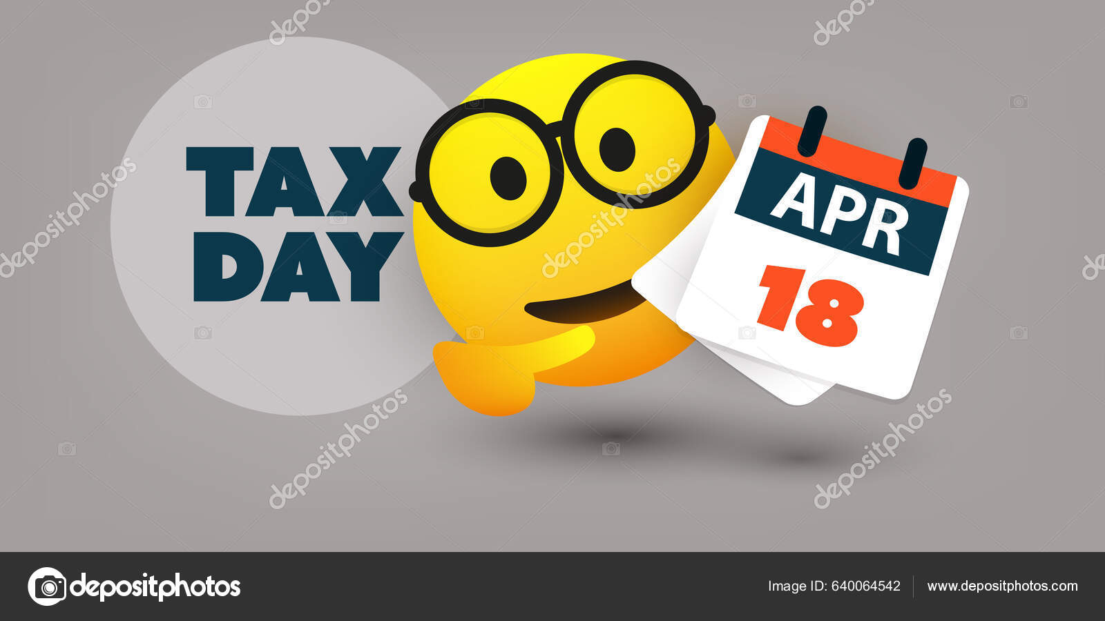 Tax Day Reminder Concept Design Vector Template Smiling Emoji Showing ...