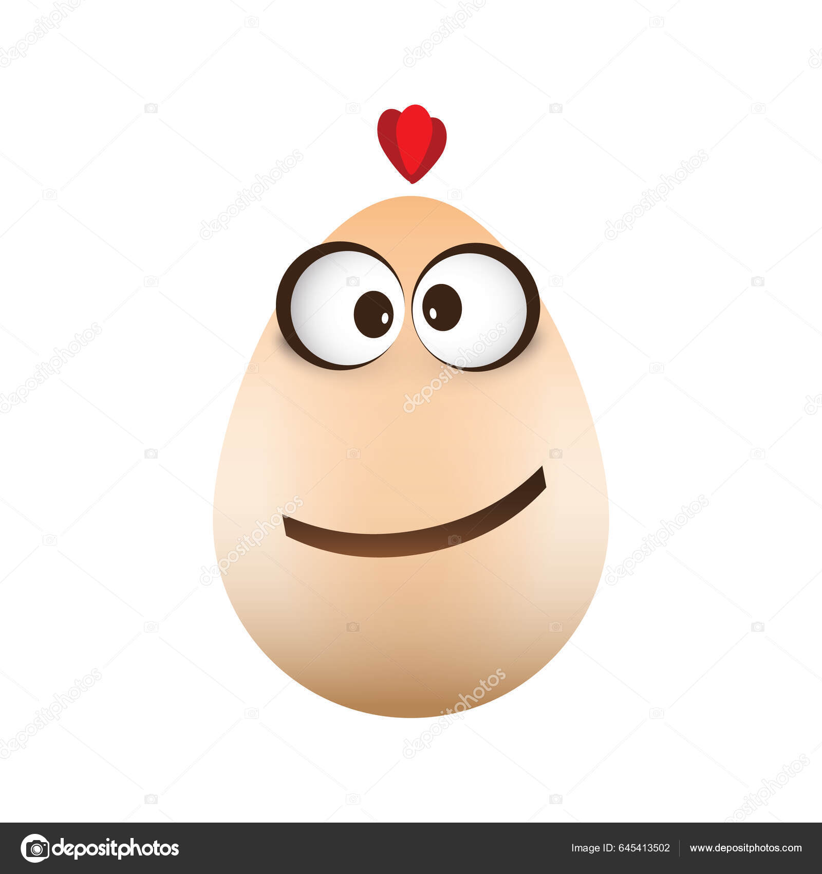 Huevo Pollo Divertido Con Cara Sonriente Ojos Ondulados Aislados Sobre ...