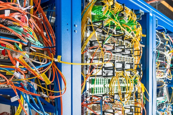 Server Rack Fiber Optic Cables Attached Front Panel Switch Ports Stock ...