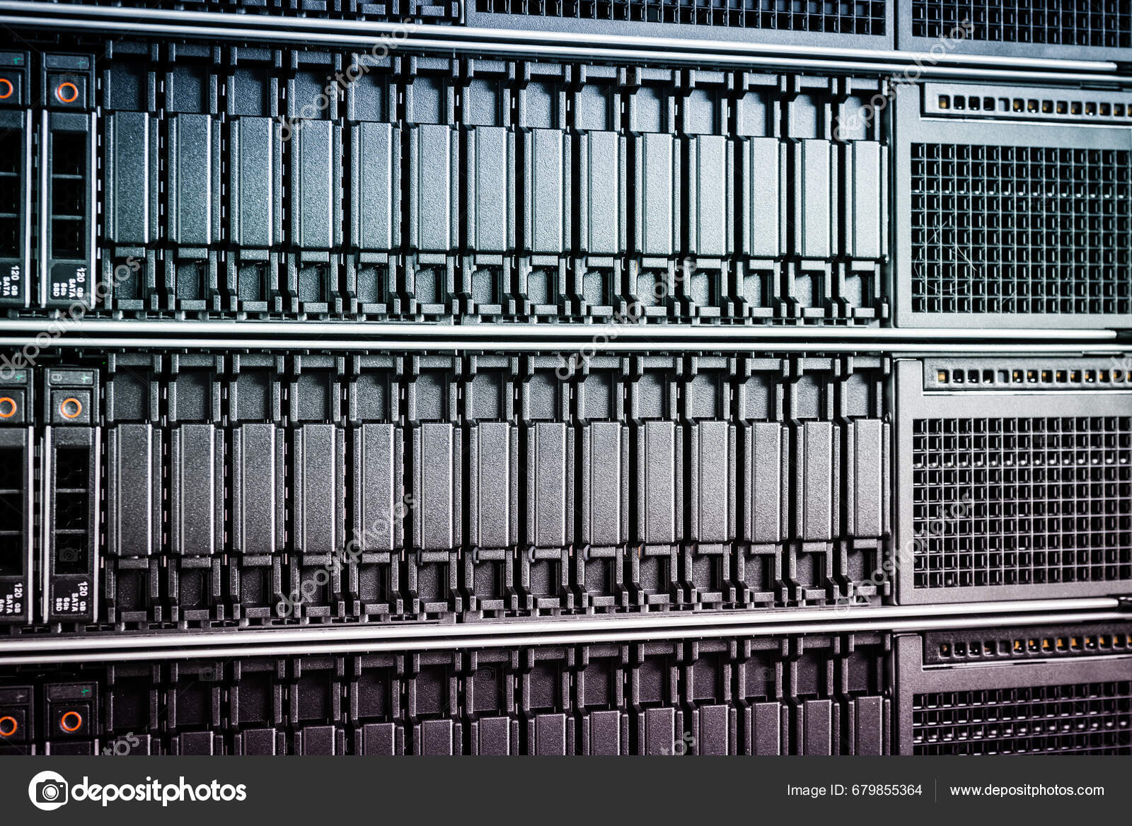 Row Hard Disks Used Data Storage Internet Data Center — Stock Photo © kubais #679855364