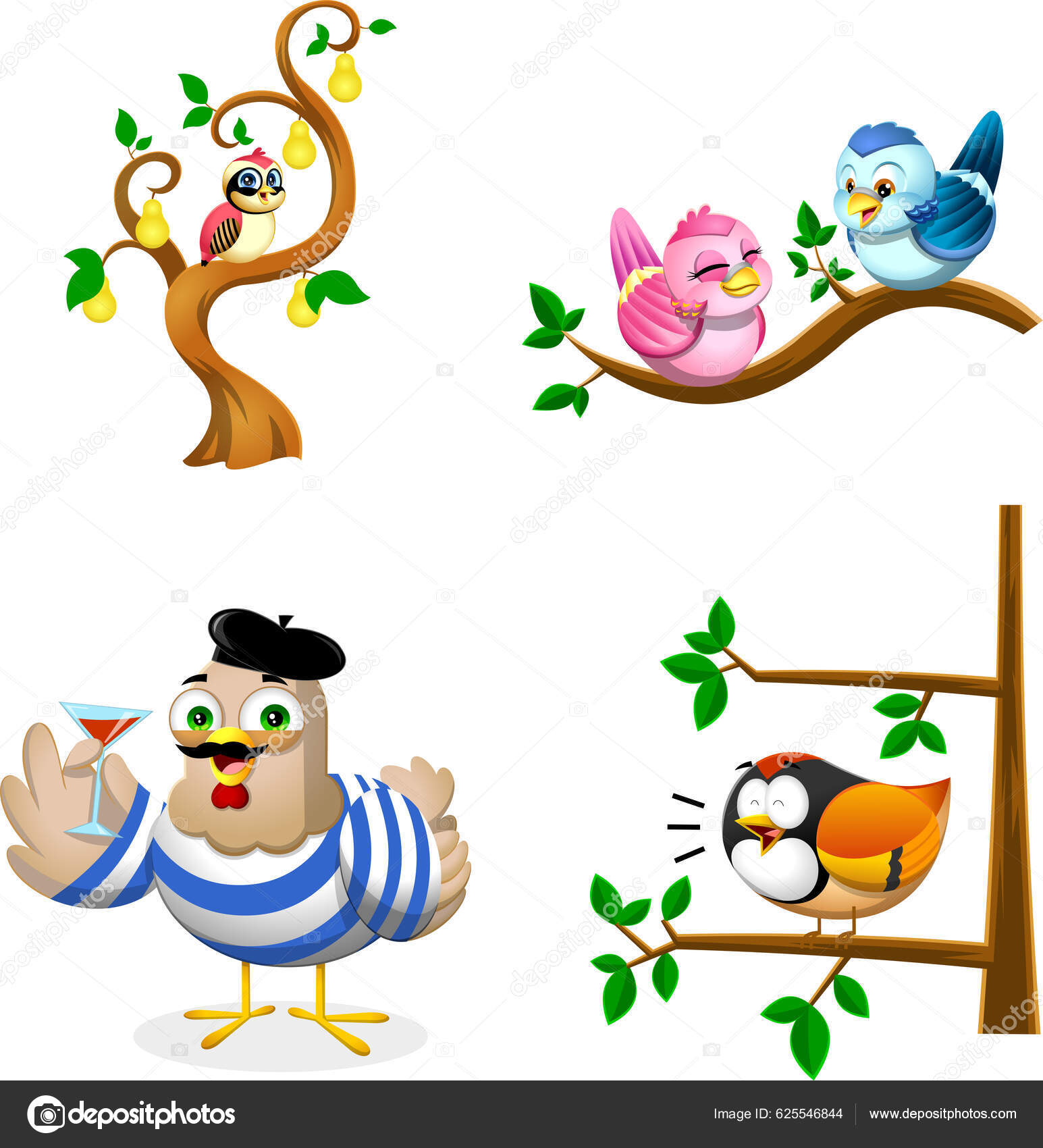 Cute Doodle Characters Flat Design Vector Collection Set Stock ...