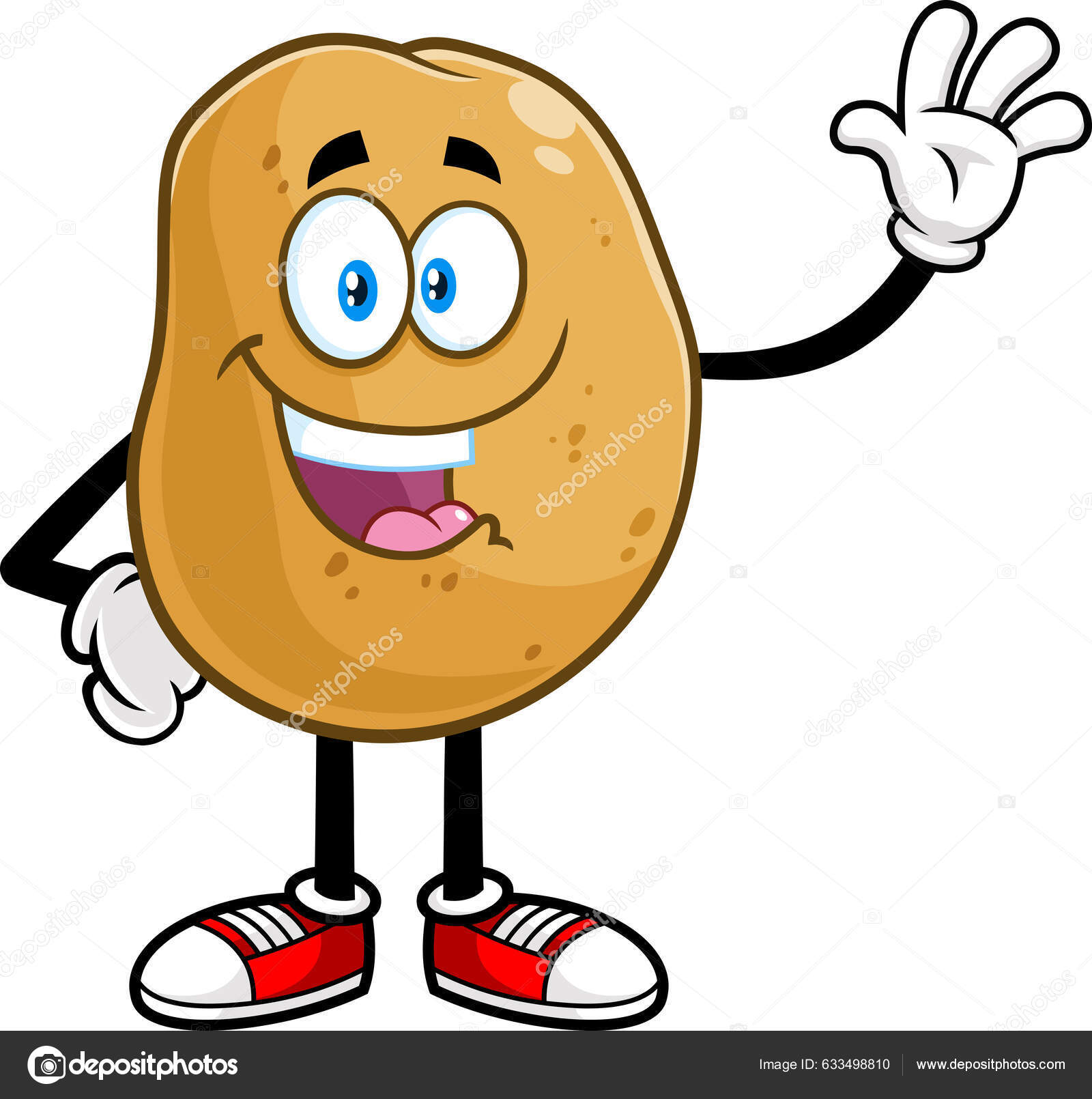 Batata Sorrindo Personagem Dos Desenhos Animados Acenando Ilustração ...