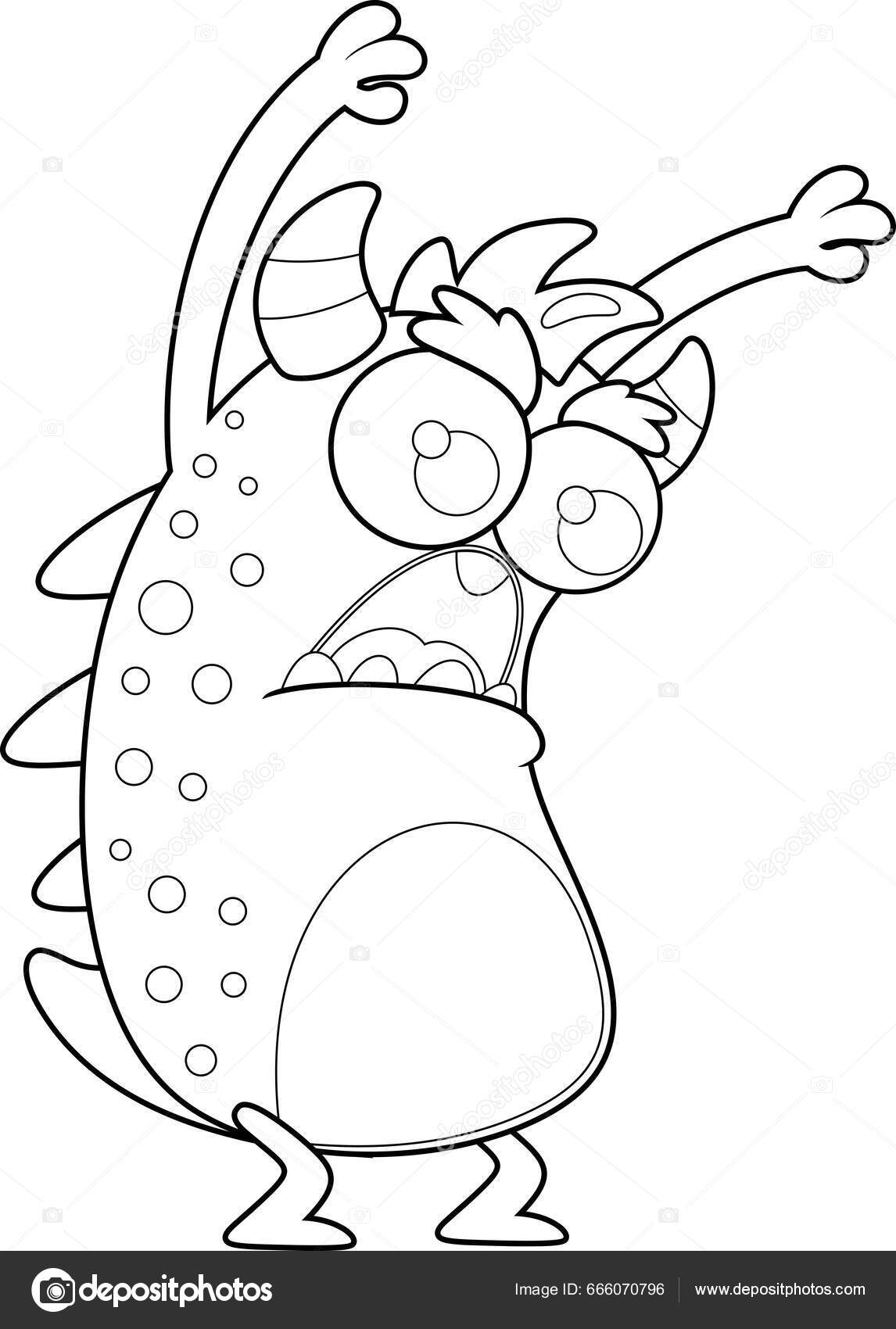 Ilustración Dibujos Animados Monstruo Enojado Rugiendo Para Colorear ...