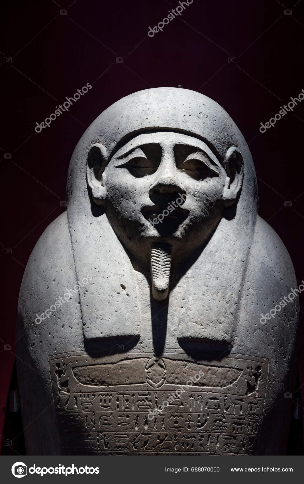 Cairo Egypt Sep 2023 Stone Sarcophagus Face Cairo Museum — Stock ...