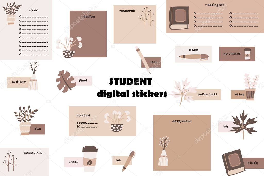 Digital stickers for students. Digital note papers and stickers for ...
