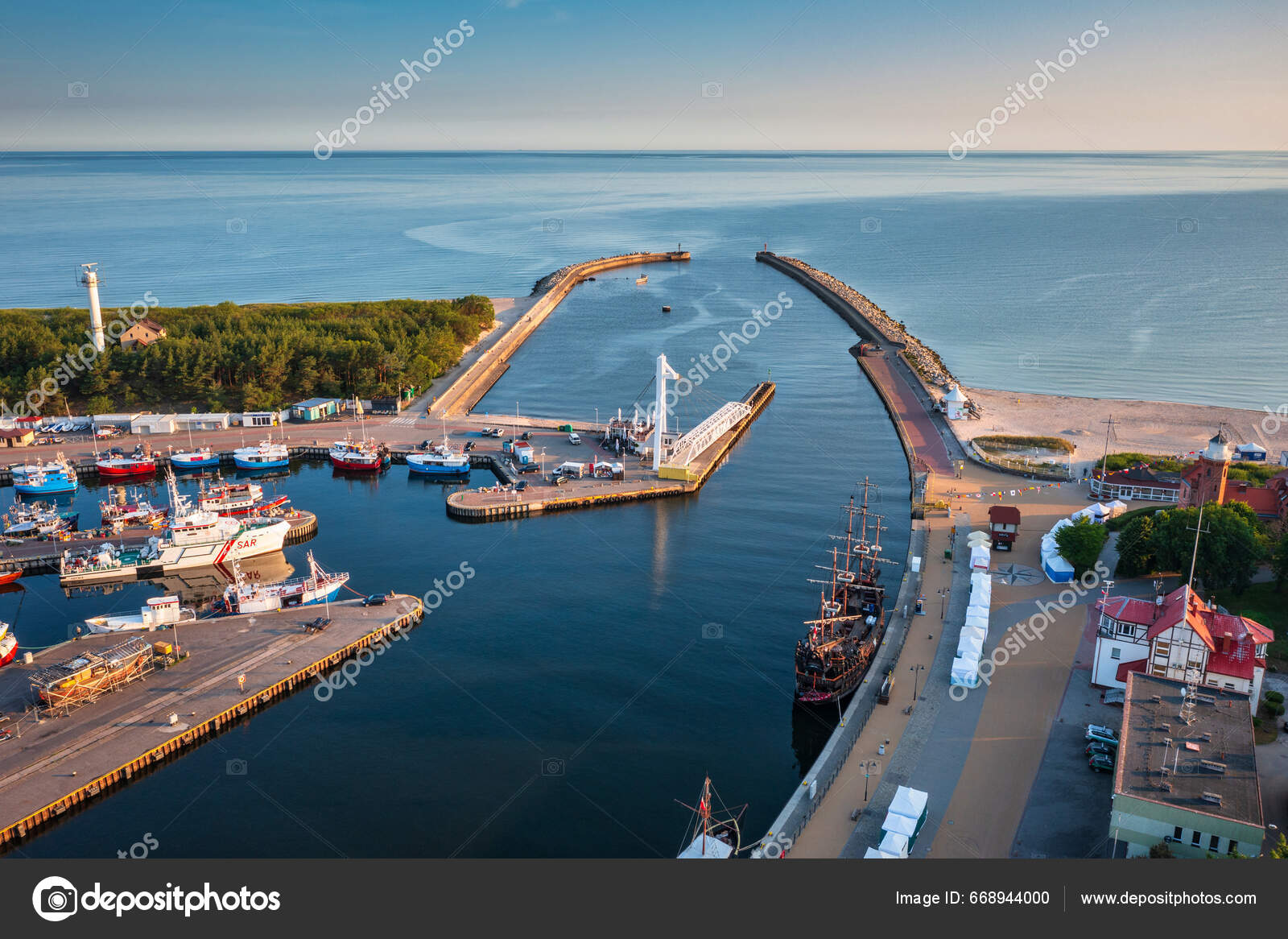 Ustka Poland July 2023 Beautiful Harbour Ustka Town Baltic Sea – Stock ...