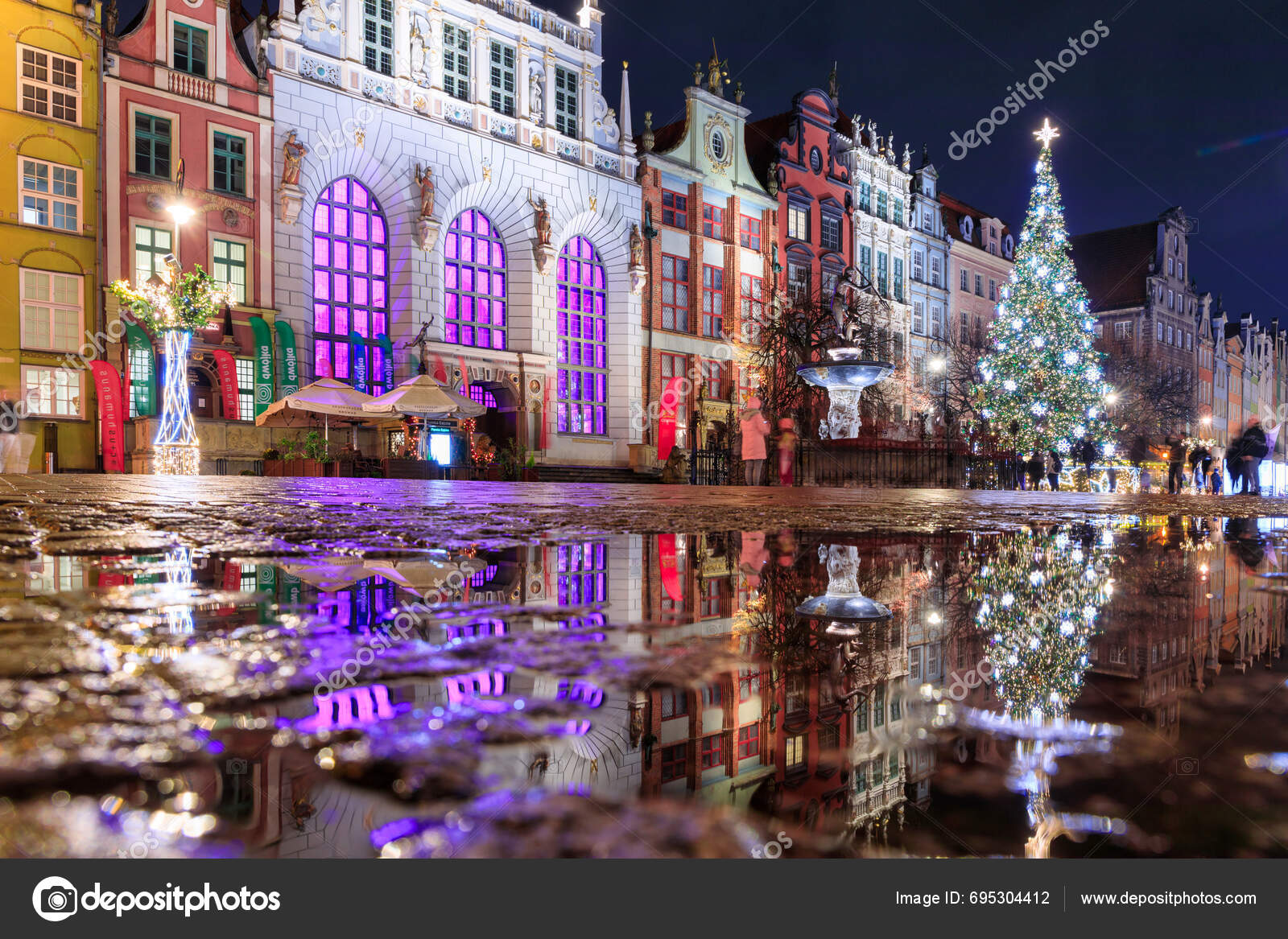 Gdansk Poland December 2023 Christmas Tree Historic Center Gdansk ...