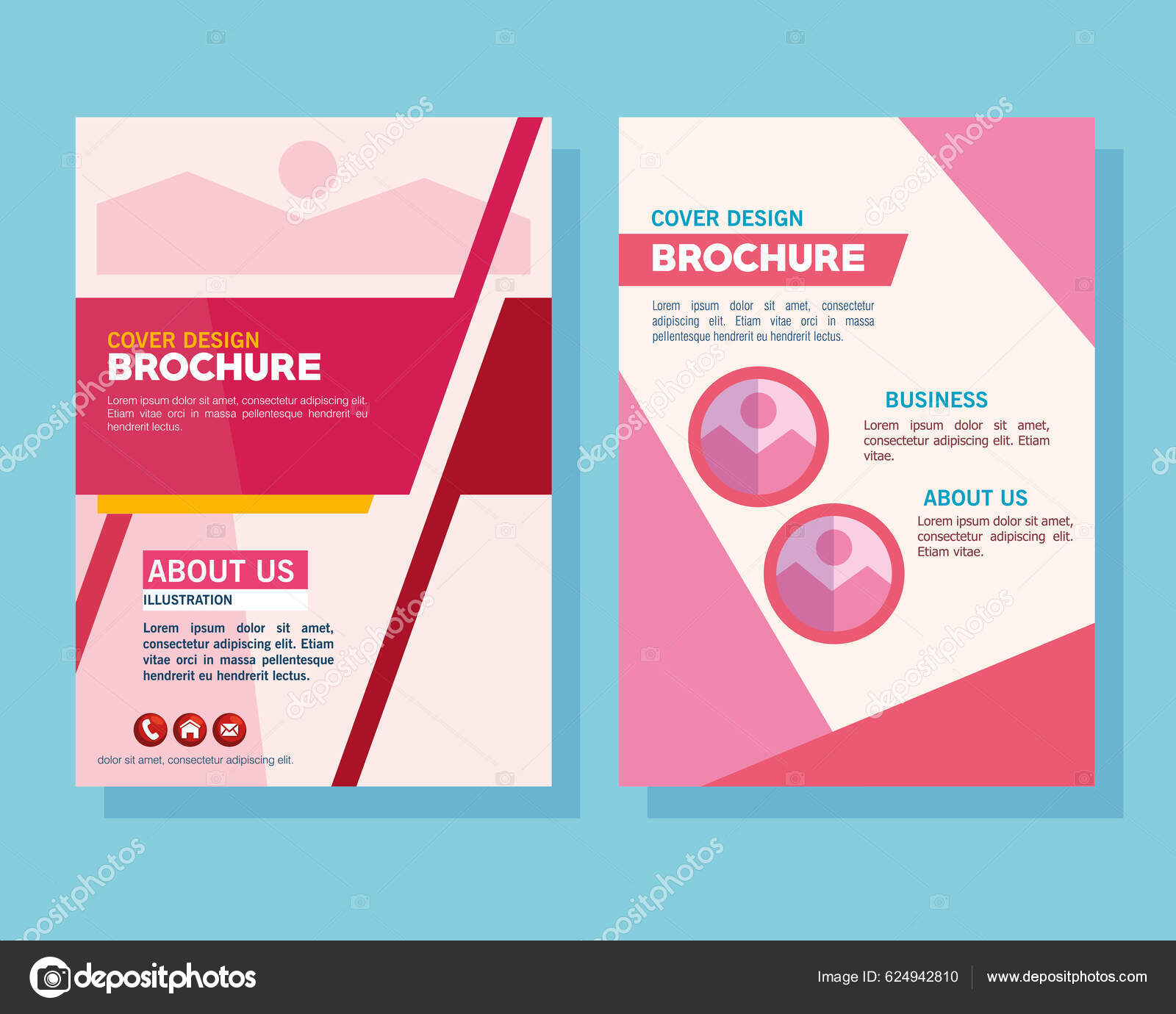 Brochure Templates Icon Collection Blue Background Stock Vector by ...