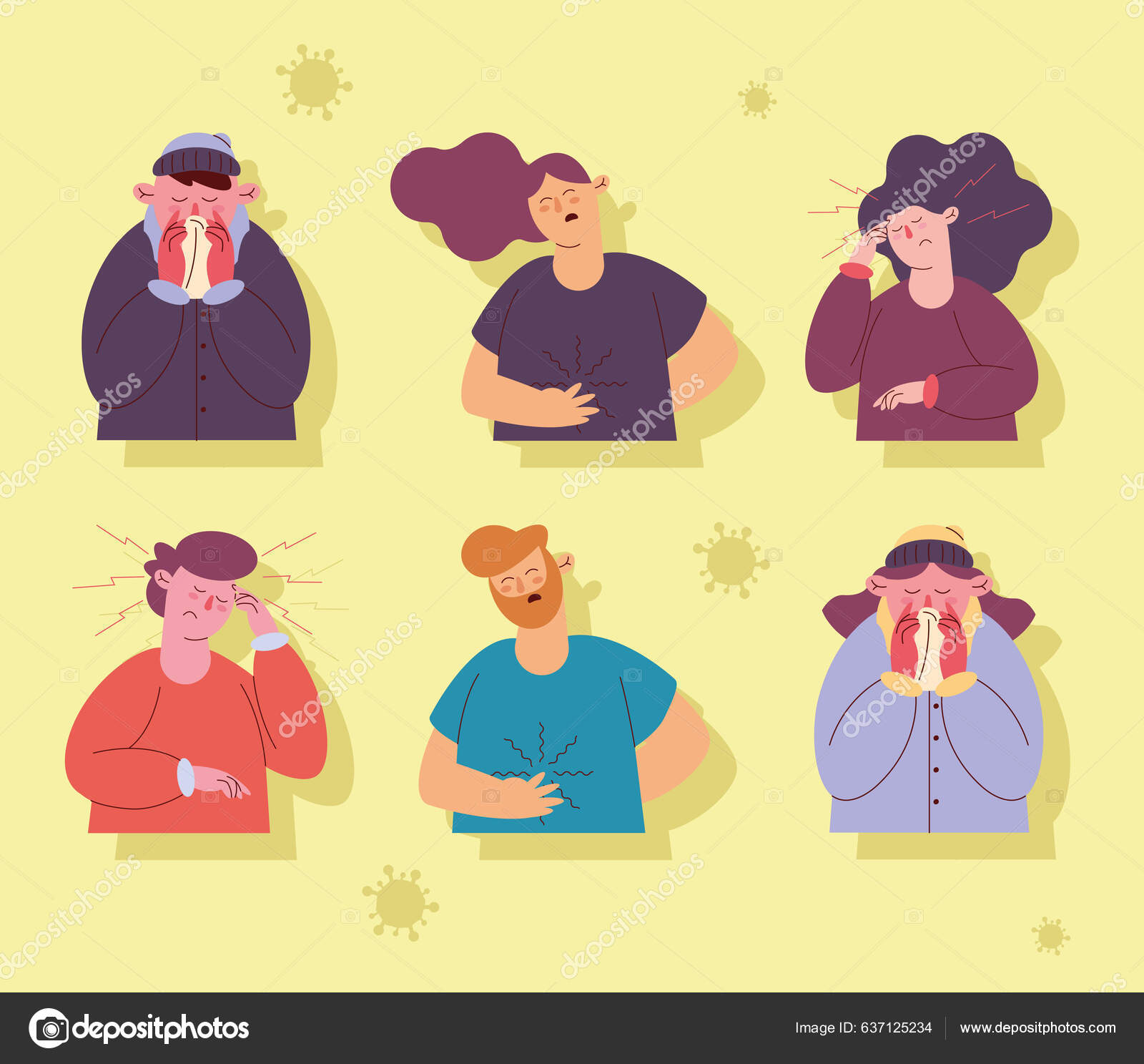 Six Persons Sick Characters Group Stock Vector by ©yupiramos 637125234