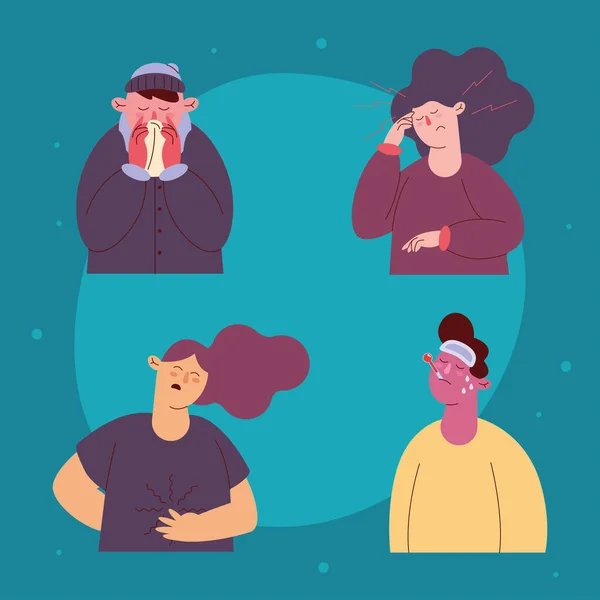 Six Persons Sick Characters Group Stock Vector by ©yupiramos 637125234