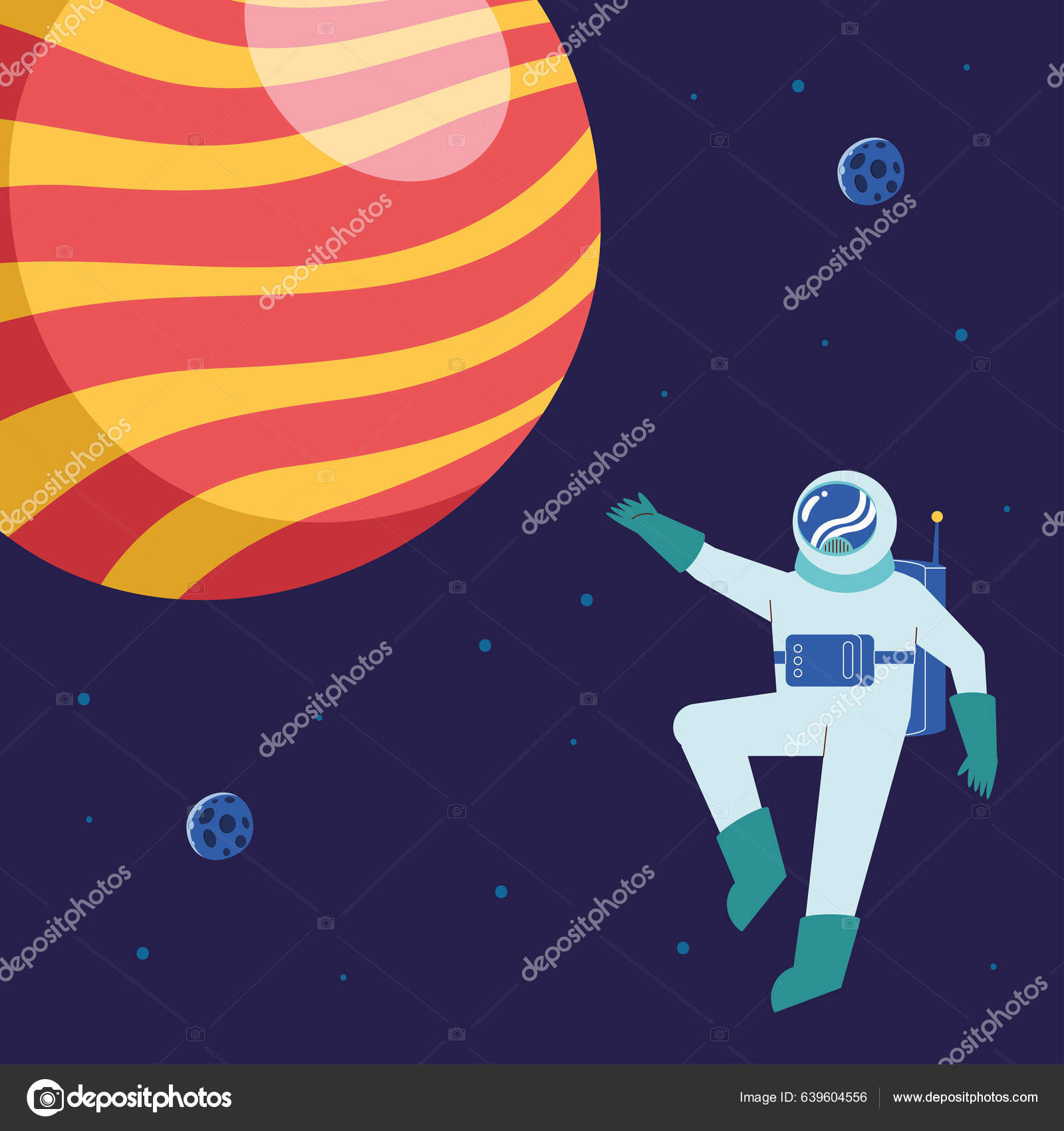 Astronaut Planet Mars Character Vector de stock #639604556 de ©yupiramos