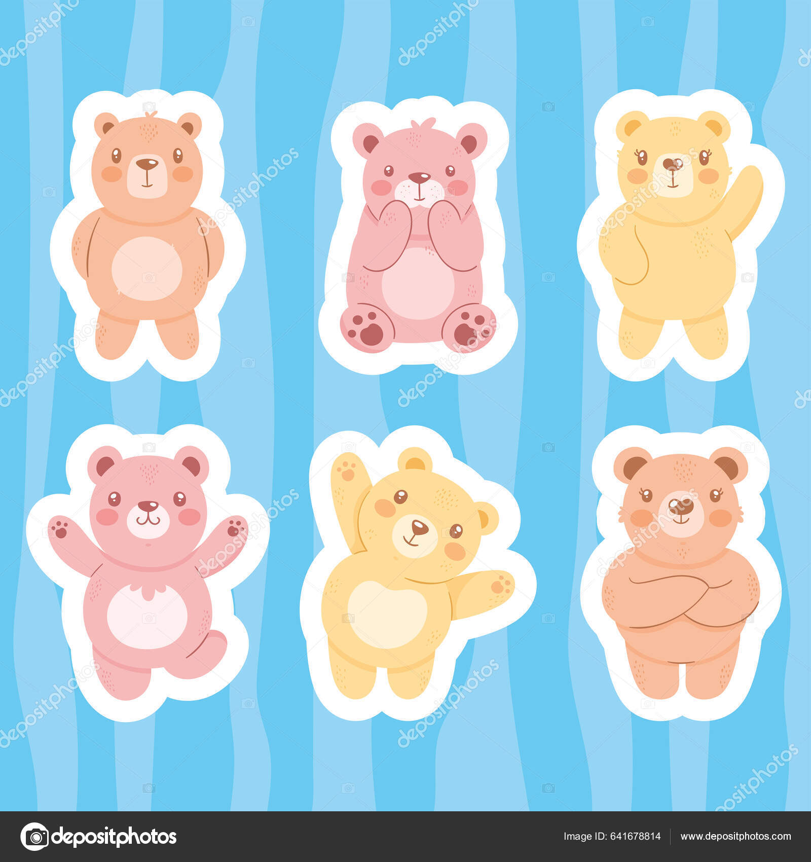 Six Cute Bears Group Characters Stock Vector by ©yupiramos 641678814