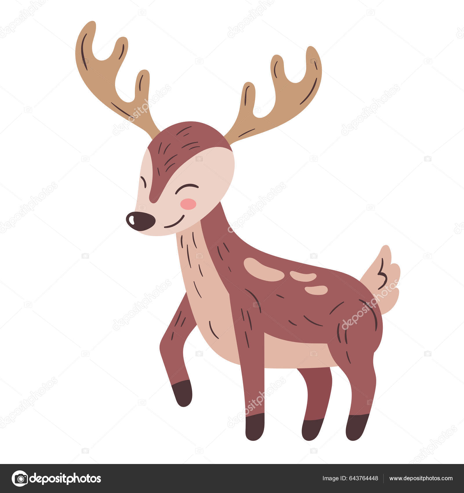 Lindo Reno Animal Adorable Carácter Vector de stock por ©yupiramos ...