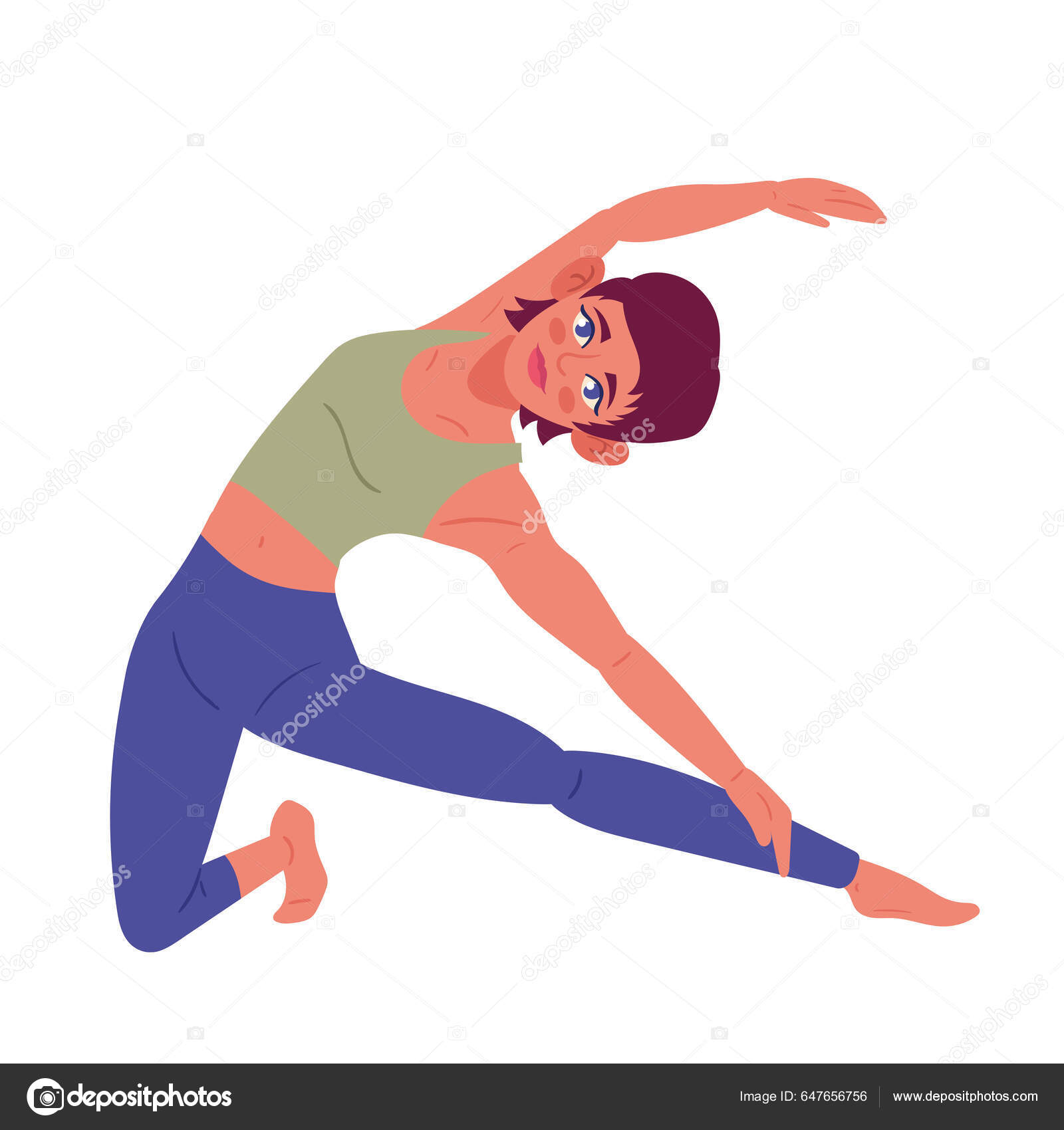Woman Triangle Yoga Position Character Stock Vector by ©yupiramos 647656756