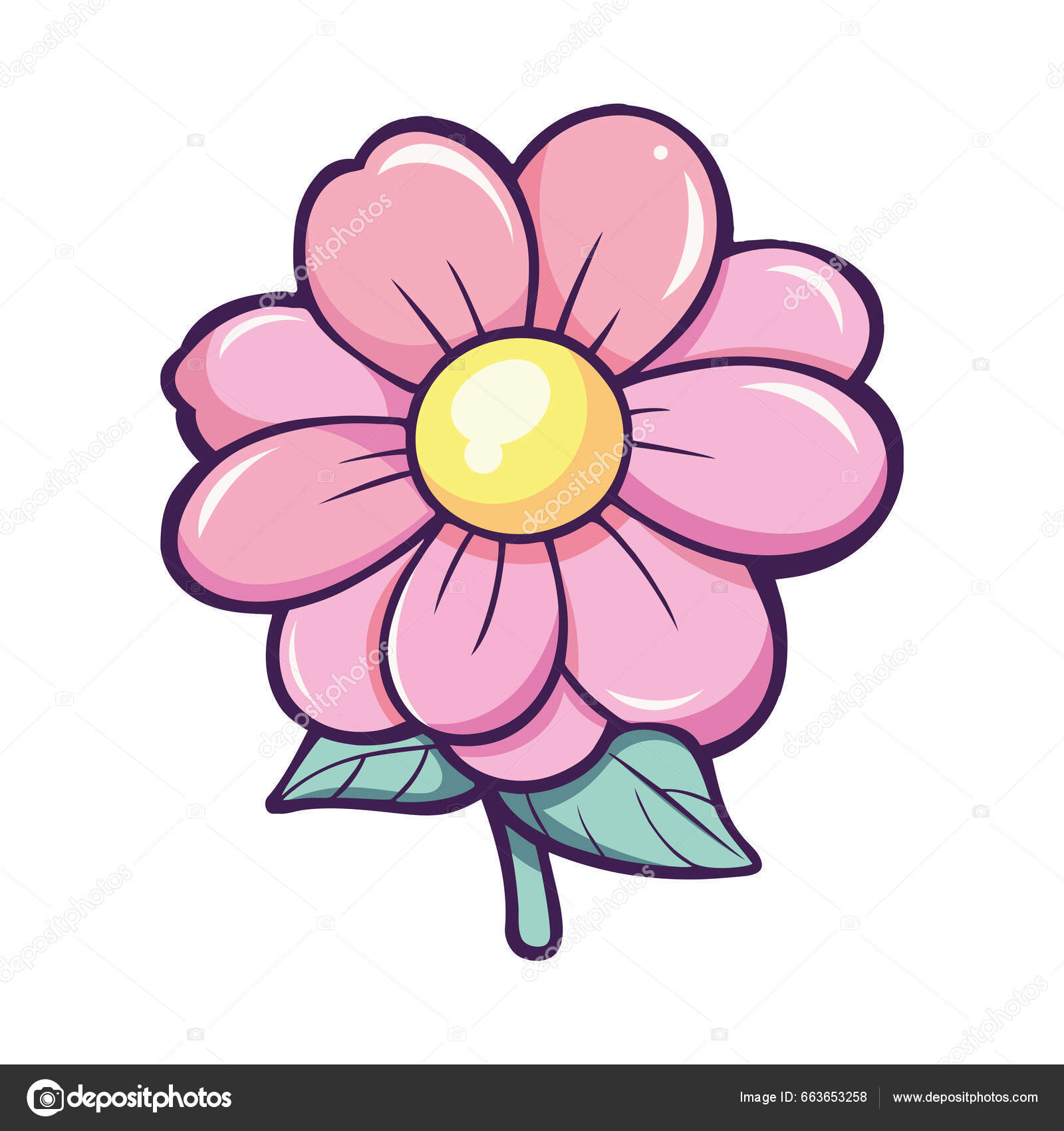 Warna Pink Gambar Bunga Desain Atas Putih Vektor Stok oleh ©yupiramos ...