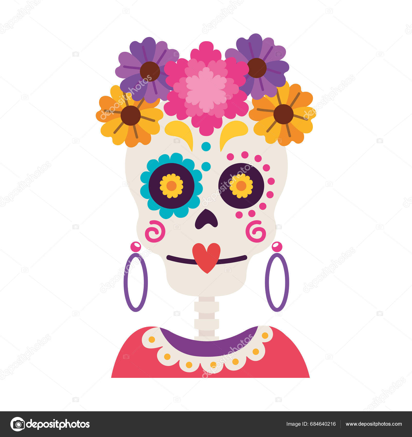 Mexico Catrina Portrait Illustration Isolated Stock Vector by ...