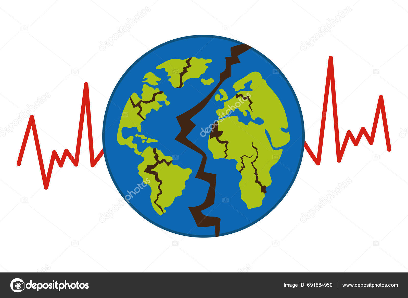 Diseño Del Terremoto Con Vector Mundo Destruido Aislado Vector de stock ...