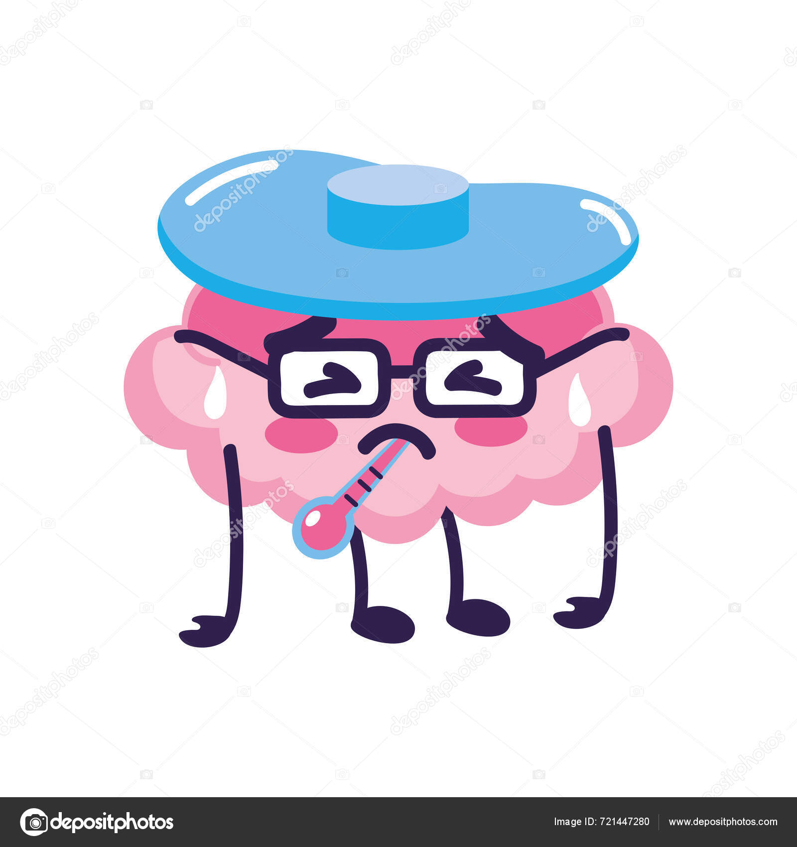 Sick Brain Fever Cartoon Stock Vector by ©yupiramos 721447280