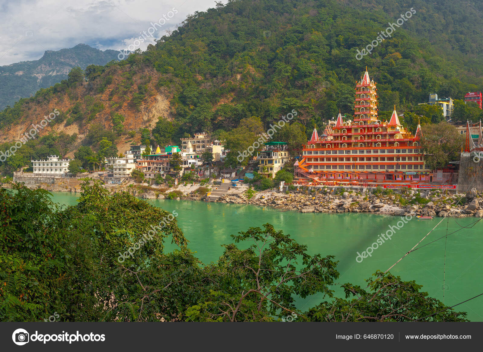 Rishikesh India November 2019 View Ganga River Embankment Lakshman ...
