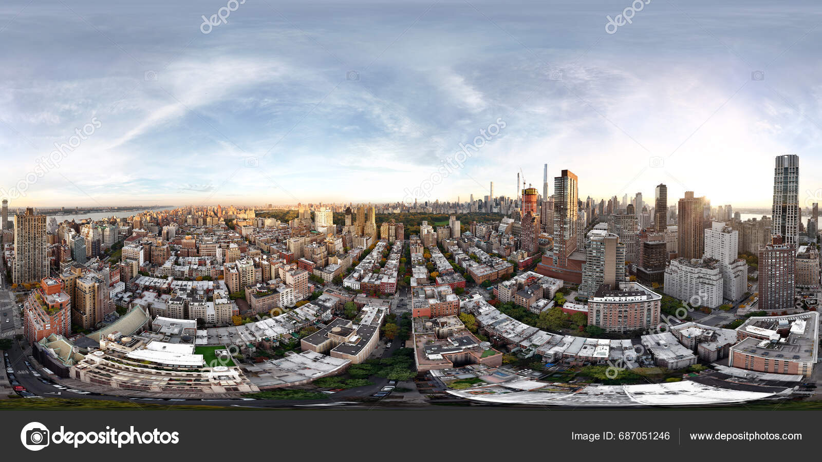 Aerial Drone 360 Panorama Manhattan New York City 2023 — Stock Photo ...