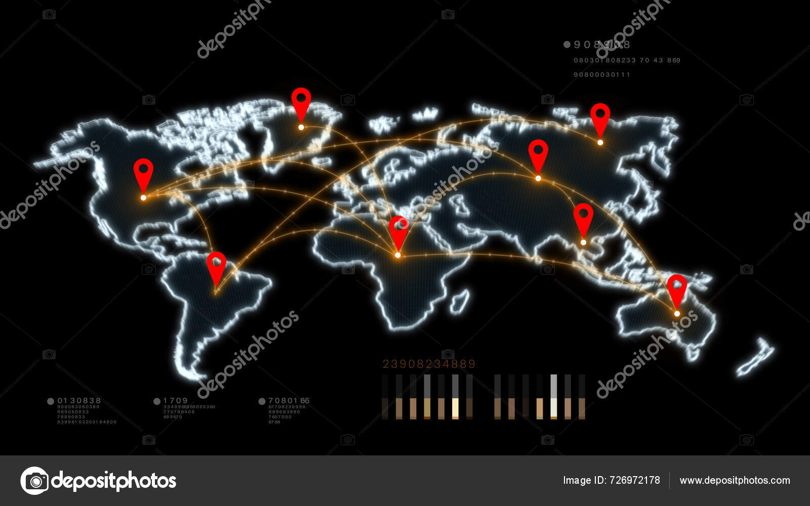 Global Network Map Connection Points World Map Showcasing ...