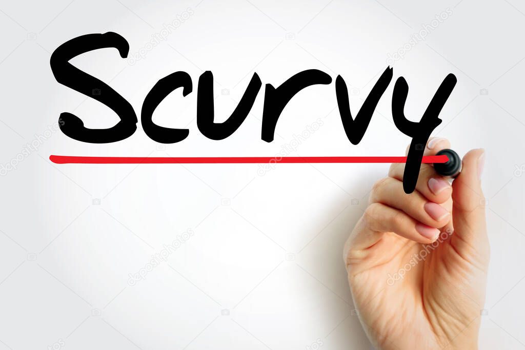 Scurvy is a disease caused by a serious vitamin C deficiency, text ...