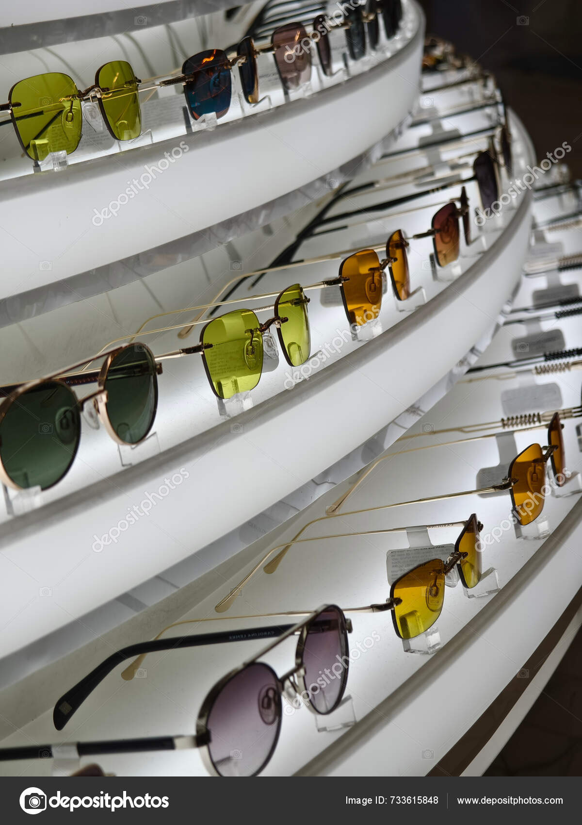 Multiple Pairs Sunglasses Arranged Neatly Shelf — Stock Photo © Romaset ...