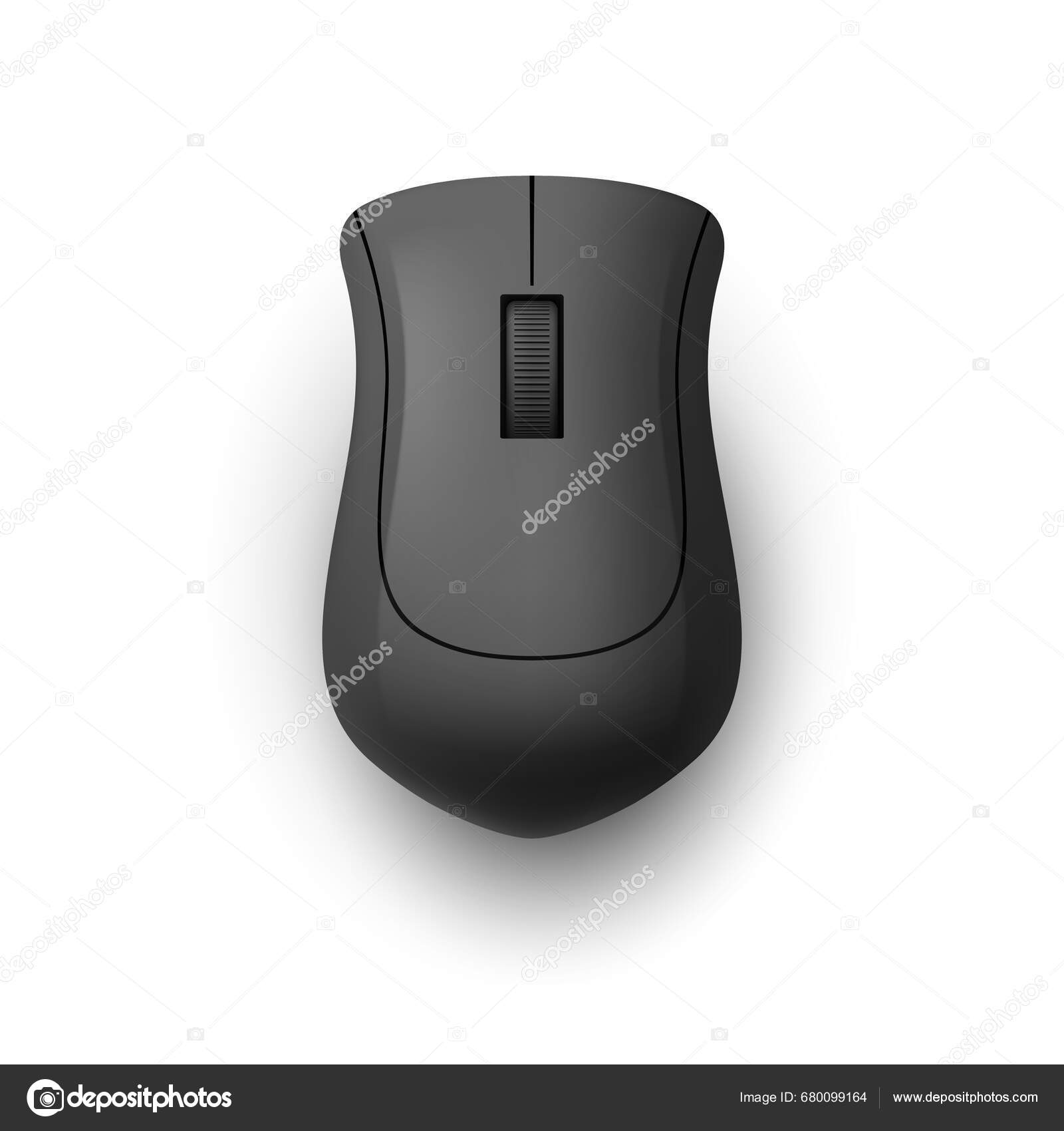 Black Realistic Wireless Computer Mouse Top View Technology Concept ...