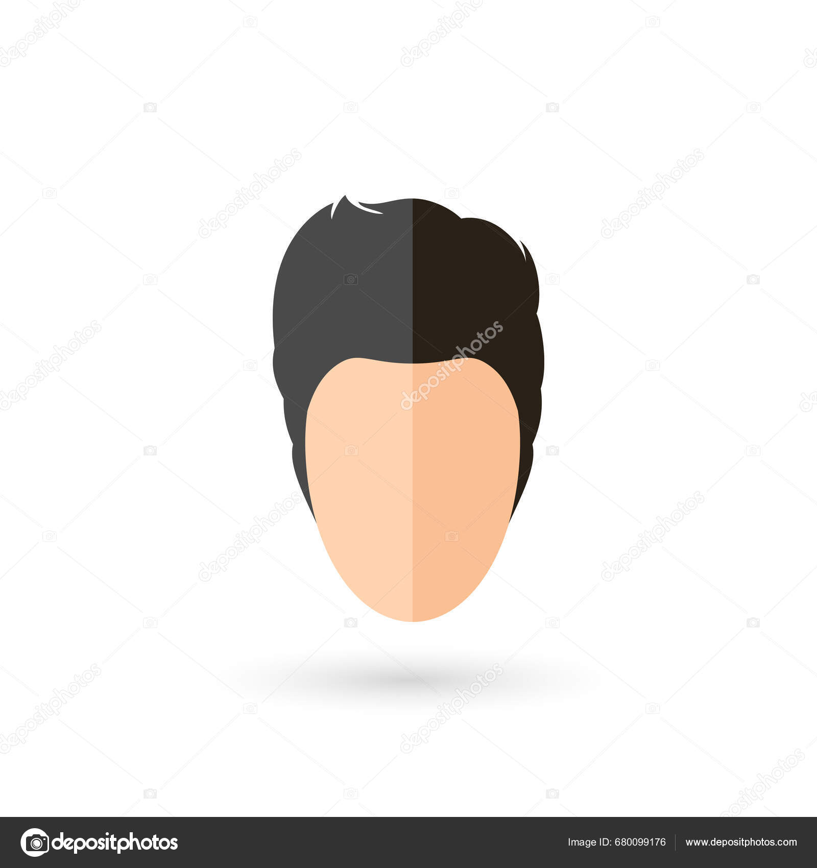 Mujer Sin Rostro Cabeza Avatar Icono Con Peinado Negro Ilustración ...